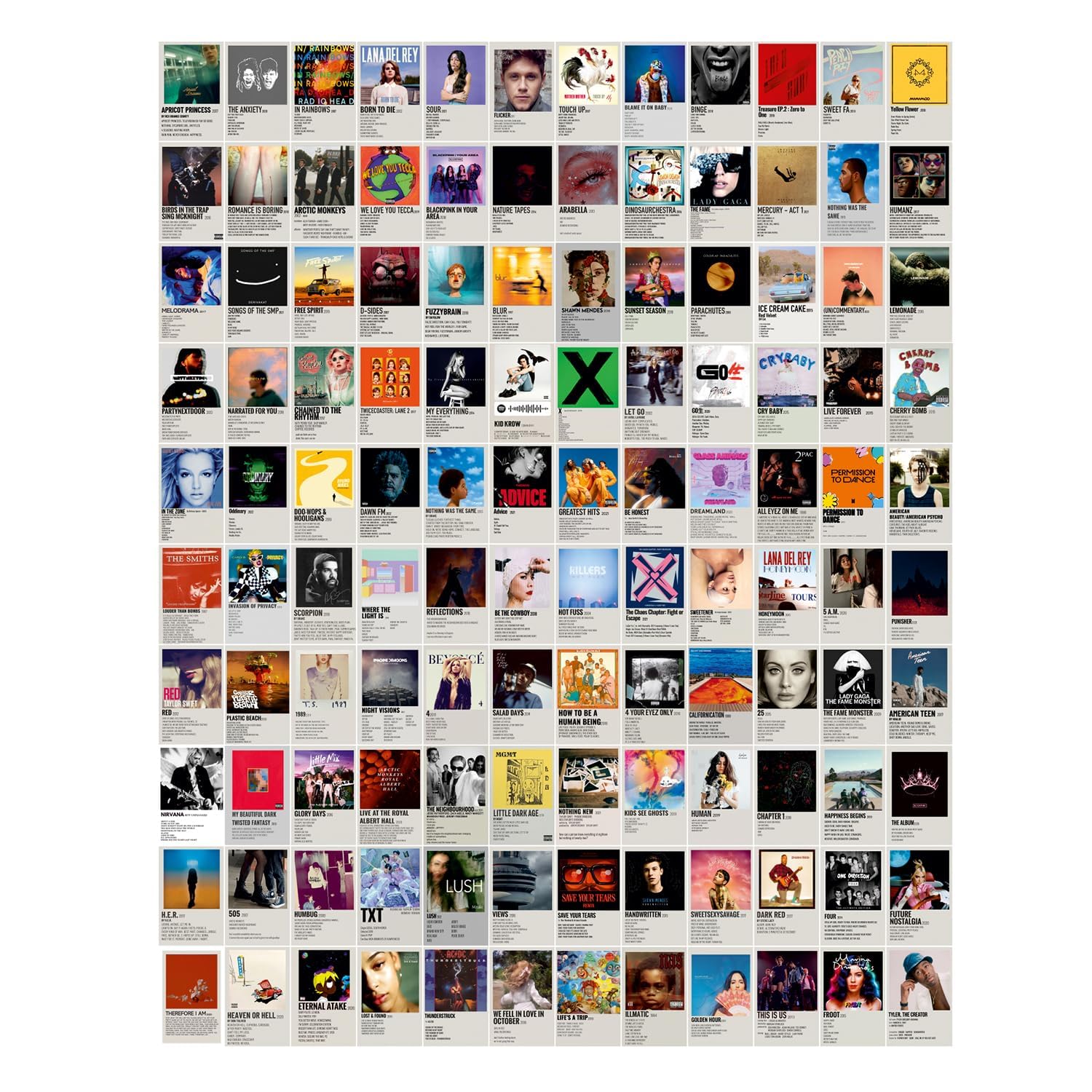 LADECOR Paper Minimalistic Album Cover Music Posters Set Of 120 Small ...