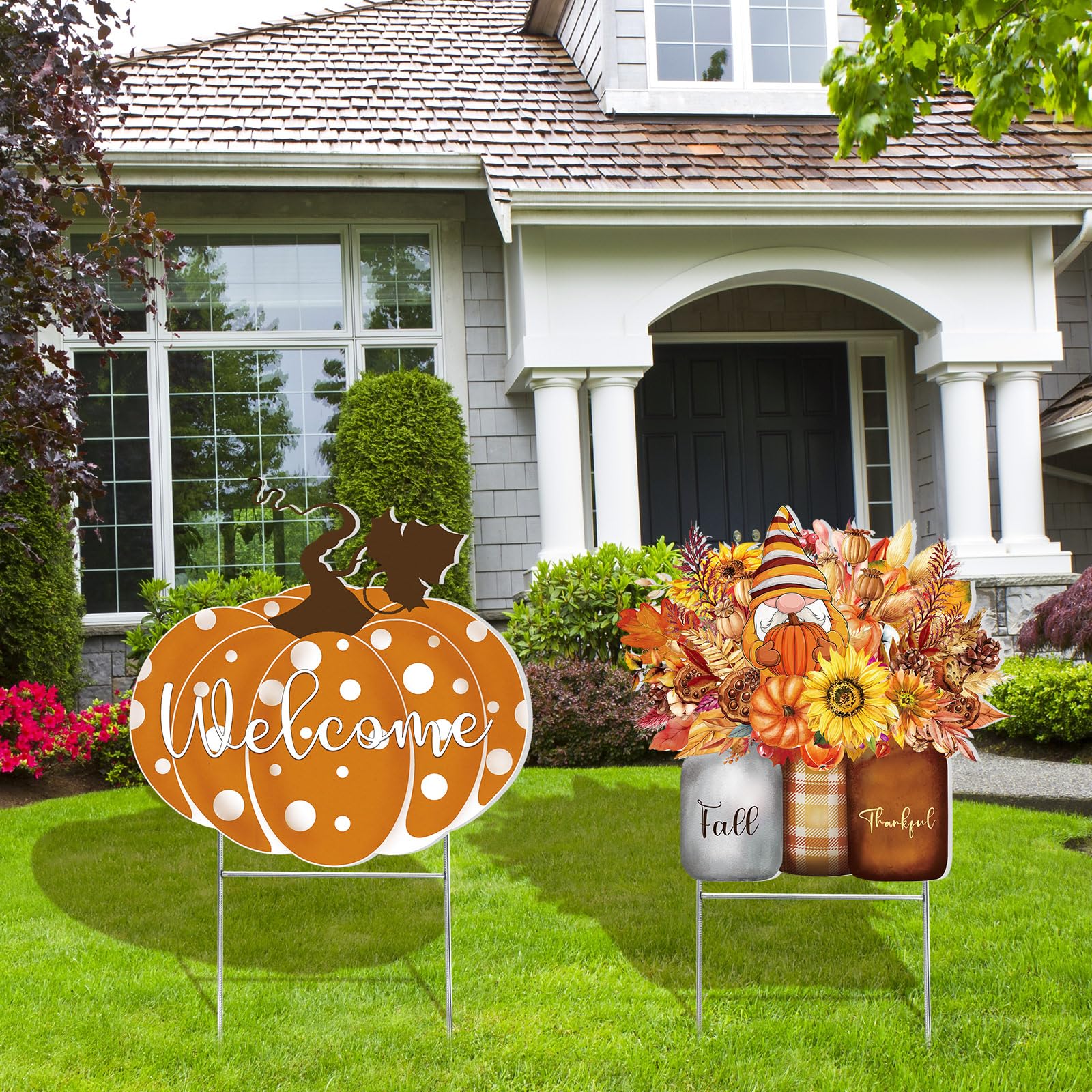 Amazon.com : Yinkin 2 Set Fall Outdoor Decorations Fall Yard Sign with ...