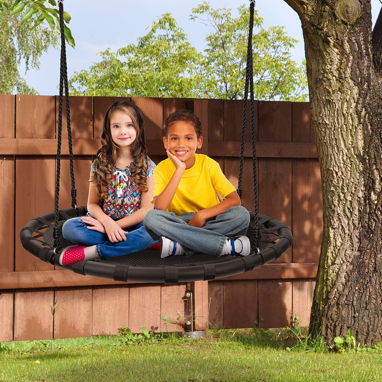 Sorbus Spinner Swing – Kids Round Mat Swing – Great for Tree, Swing Set ...