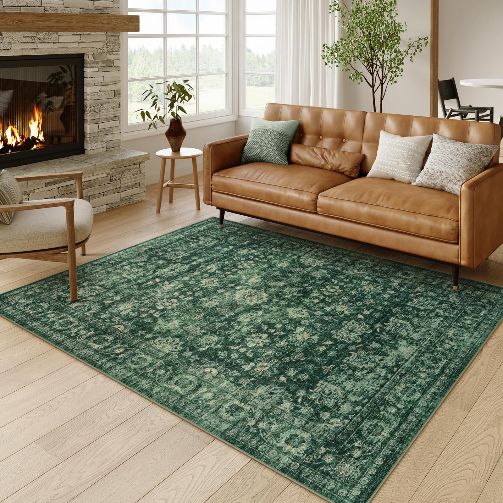 Amazon.com: LIVEBOX Washable Rug 5x7, Soft Dark Green Area Rug for ...