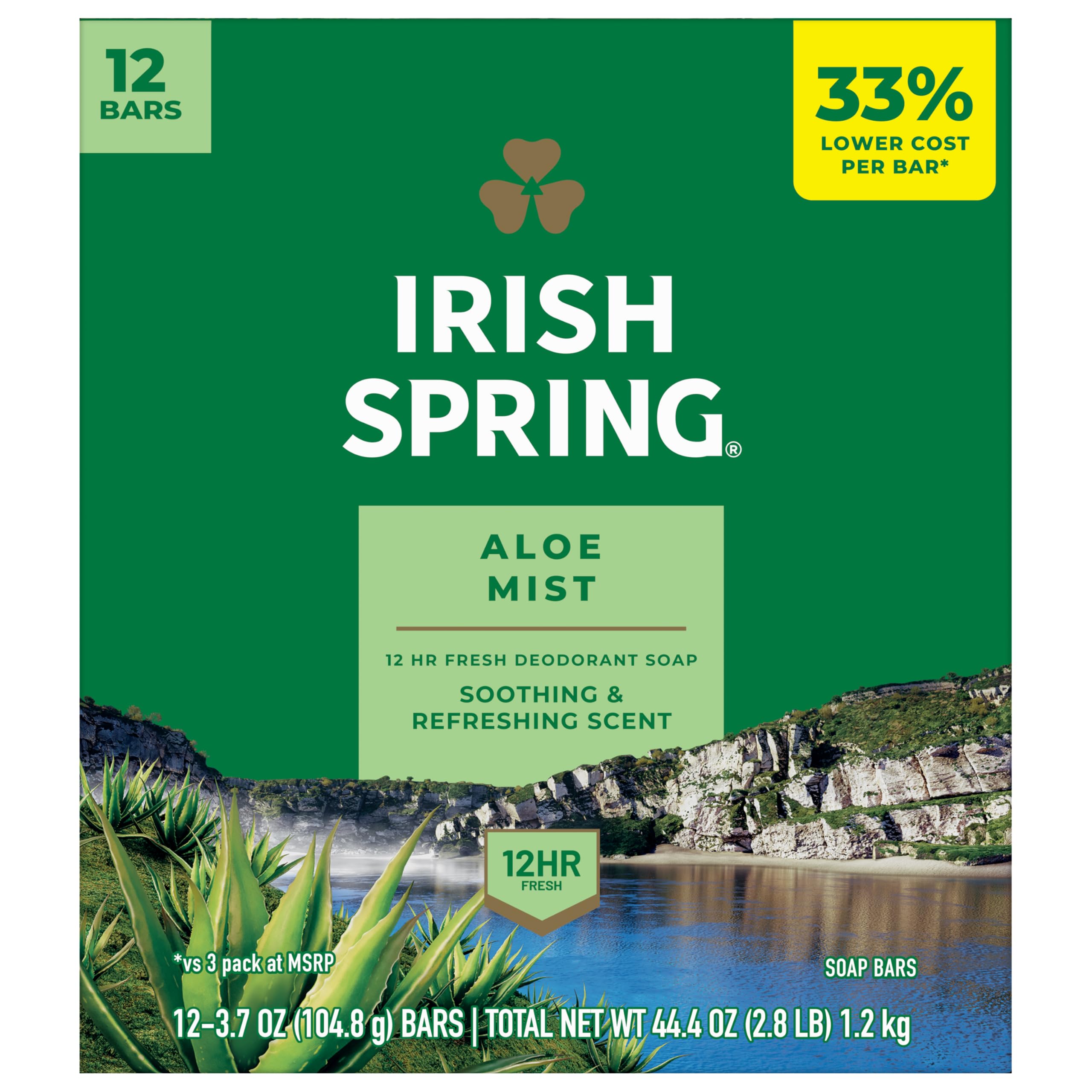 Irish Spring Bath Bar Soap, Aloe, 3.75 oz Bars, 12-Count : Amazon.ca ...