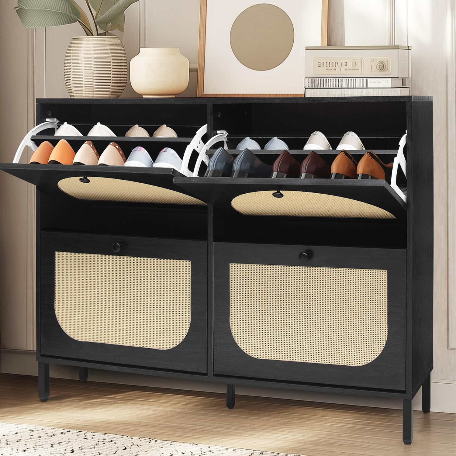Amazon.com: Nourideaux Hidden Narrow Shoe Rack Cabinet Storage for ...