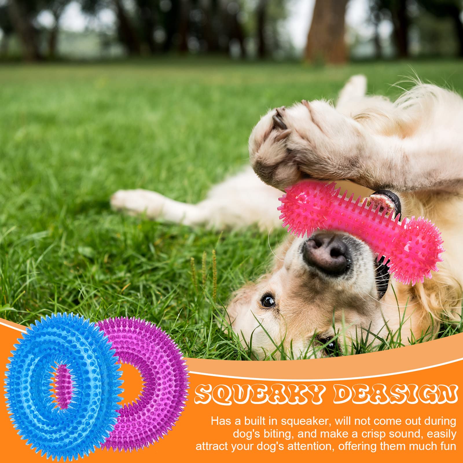 16 Pcs Dog Squeaky Toys Set Spikey Dog Chew Toys for Teething Squeaky ...