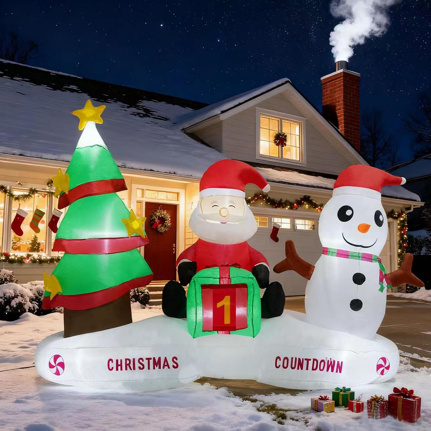 6FT Christmas Inflatable Decoration Countdown, Built-in LED Lighting ...