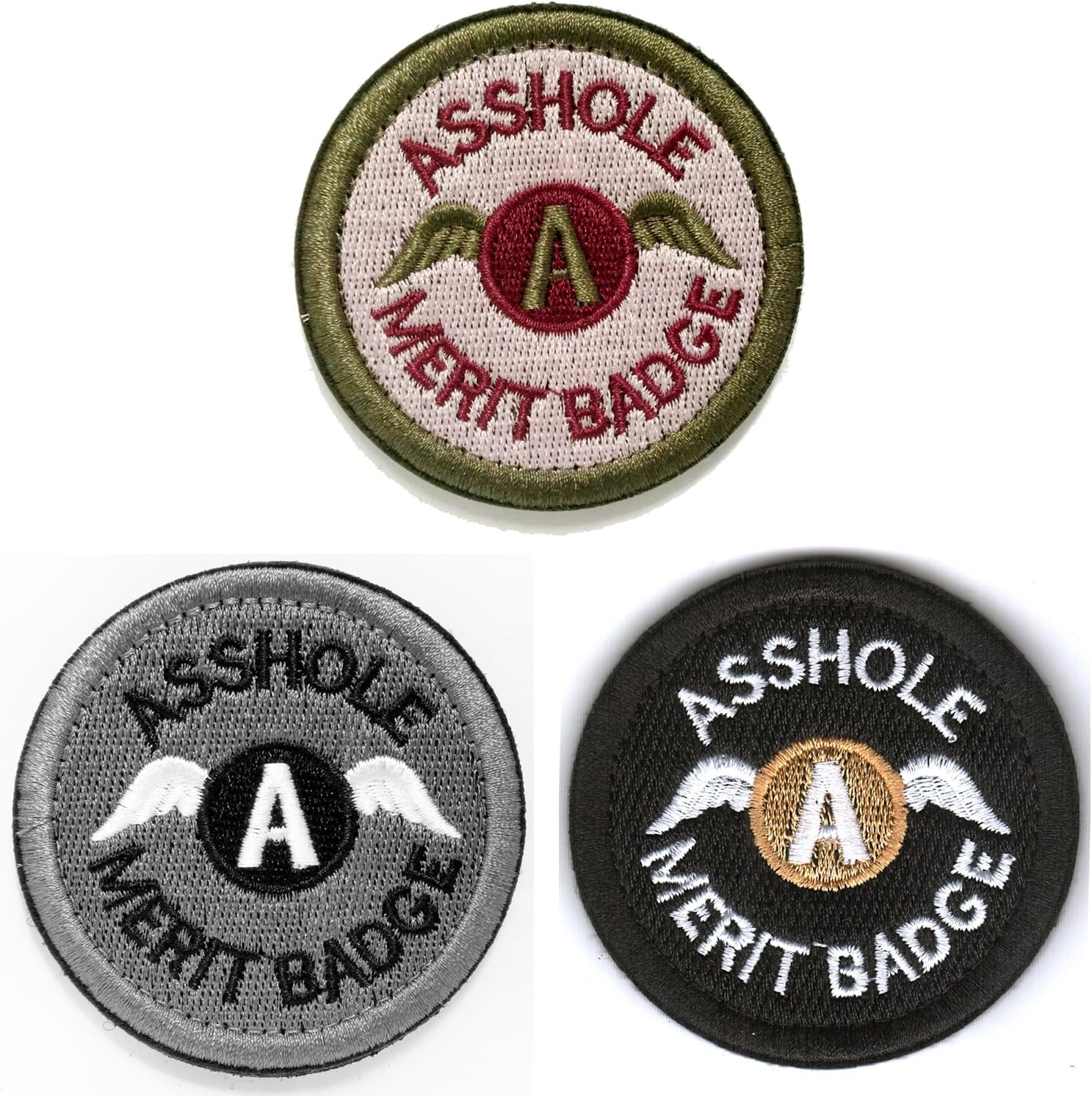 Amazon.com: WZT Asshole Merit Badge Morale - Tactical Patch (3PCS ...