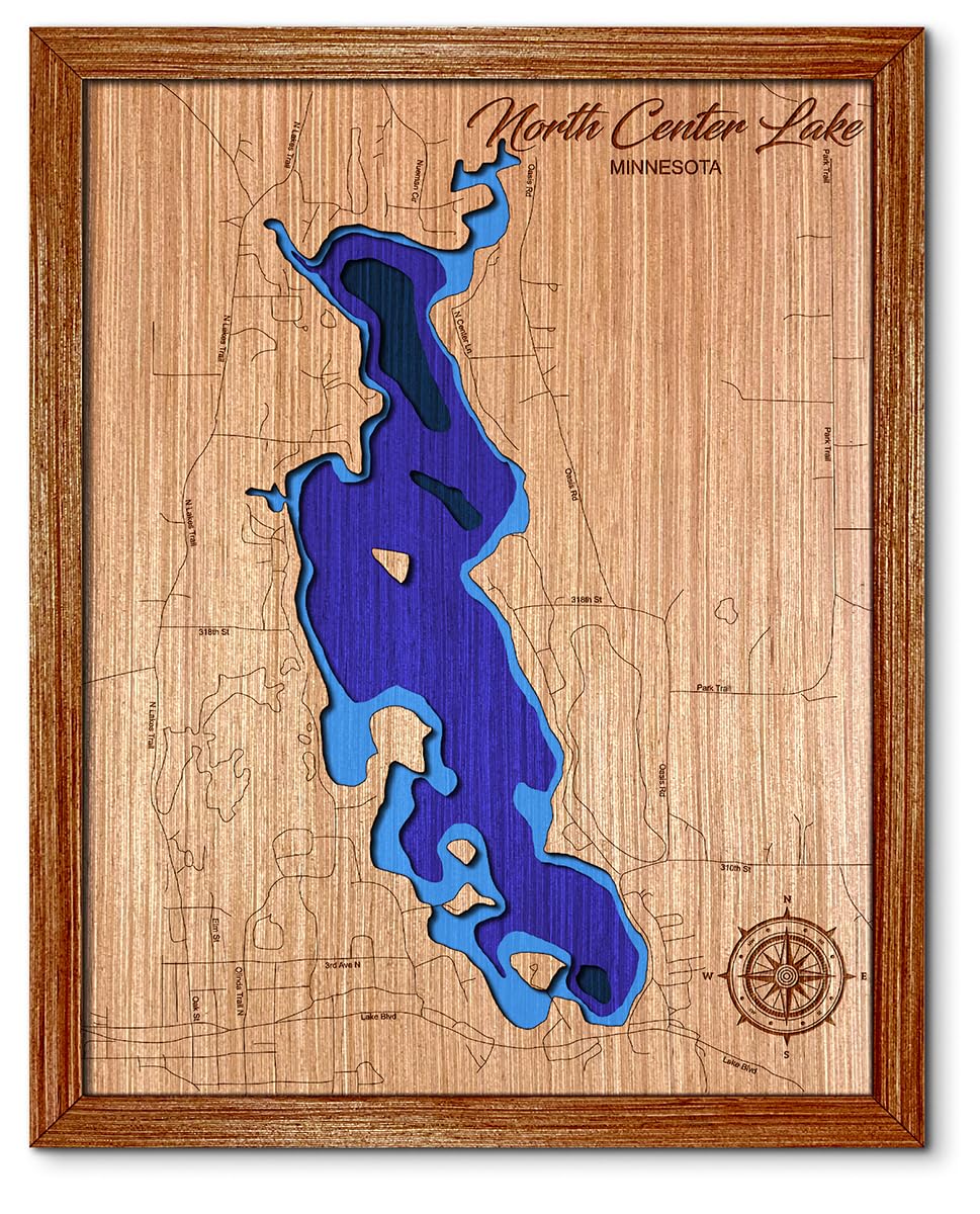Amazon.com: Hand Crafted, Laser-etched 3D Nautical Wood Lake Maps ...