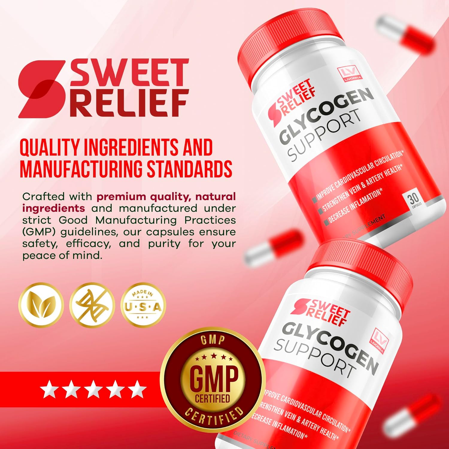 3 Pack - Sweet Relief Glycogen Capsules, Sweet Relief Vitamins, Sweet ...