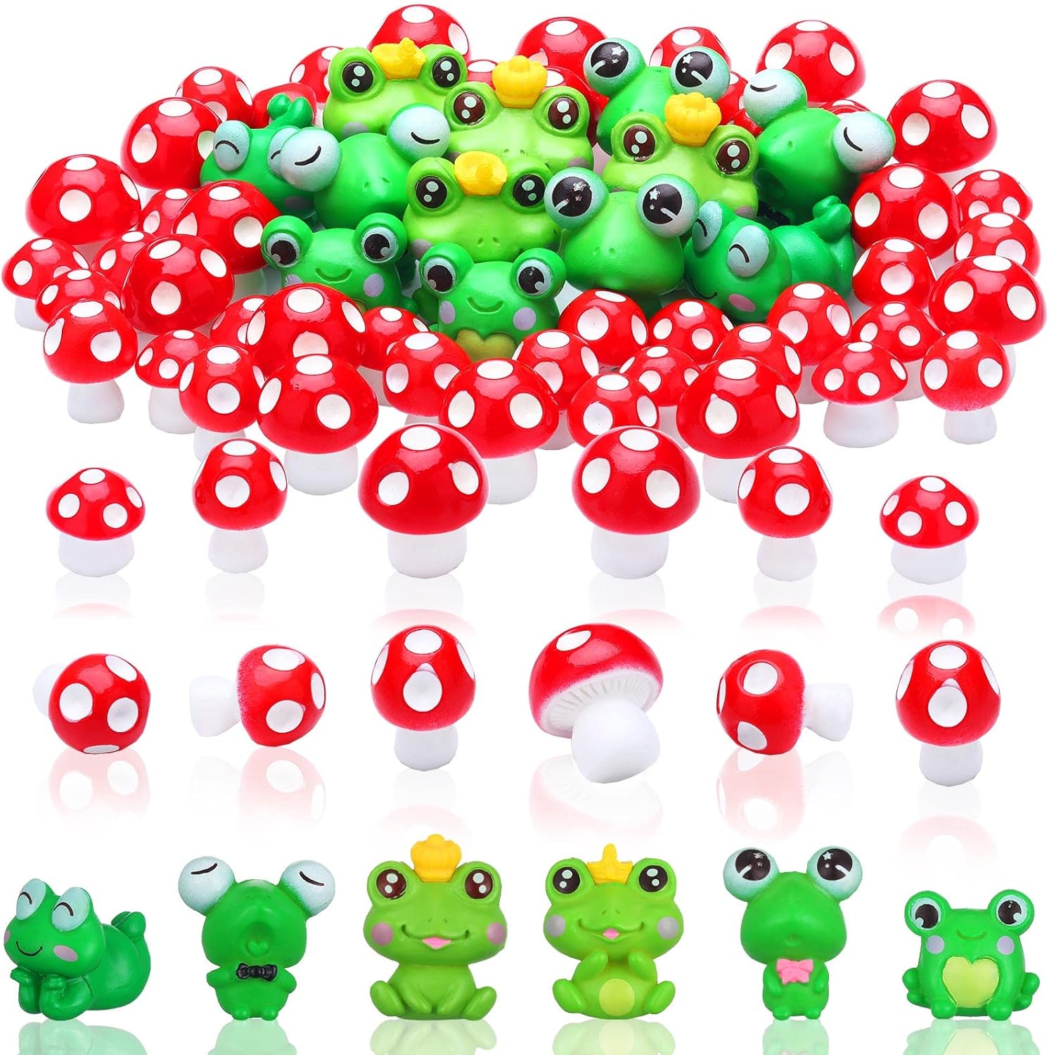 62 piezas de mini hongos y ranas figuras en miniatura de hadas de ...