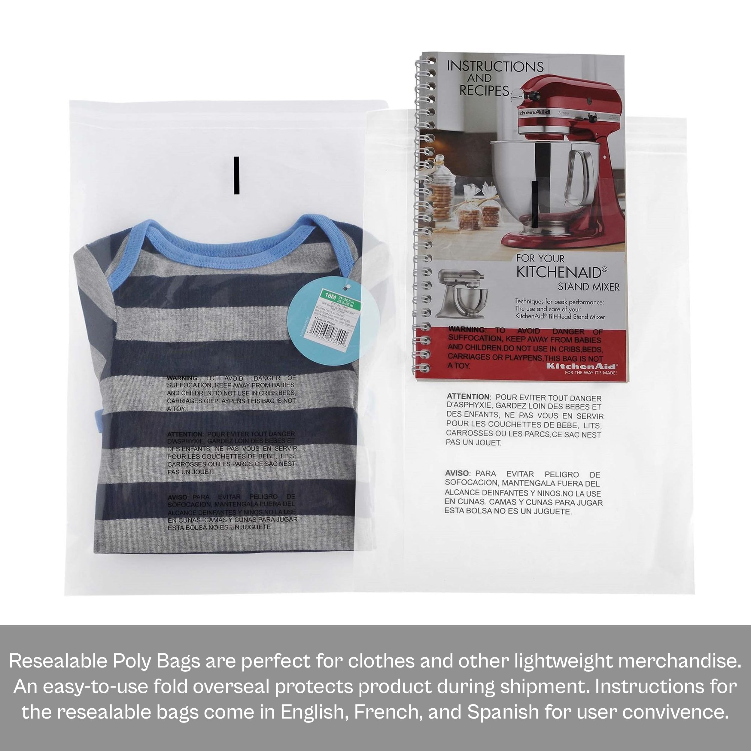 Snapklik.com : Plastic Resealable Bag, Clear Suffocation Warning Poly ...