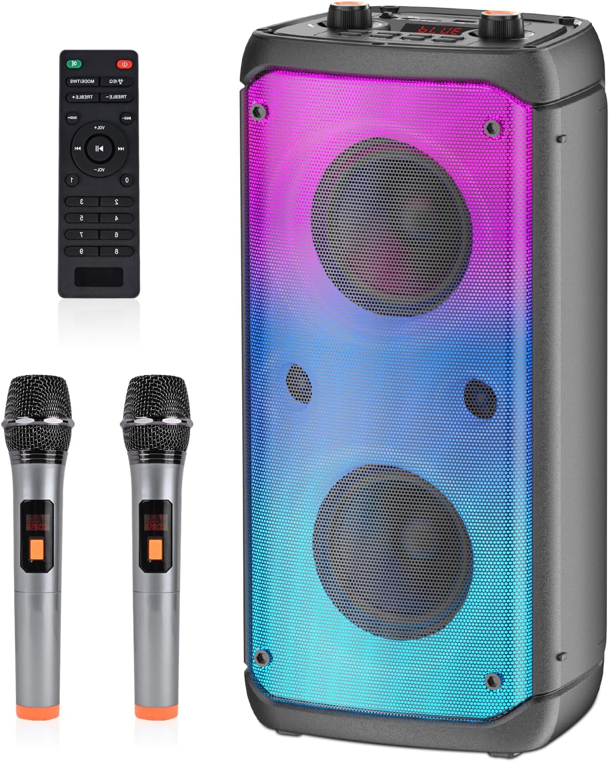 Karaoke Machine with 2 Wireless Microphones, Portable Karaoke Machine ...