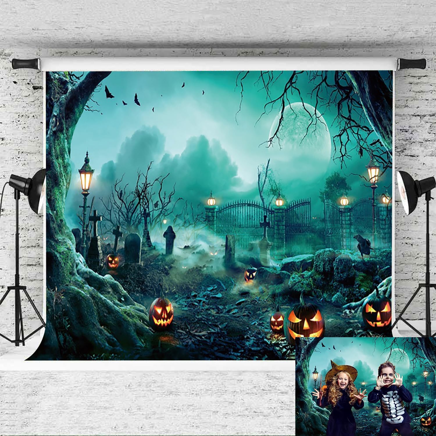 Amazon.com : CRTPOD 5x4ft Halloween Eve Backdrop for Photoshoot Horror ...