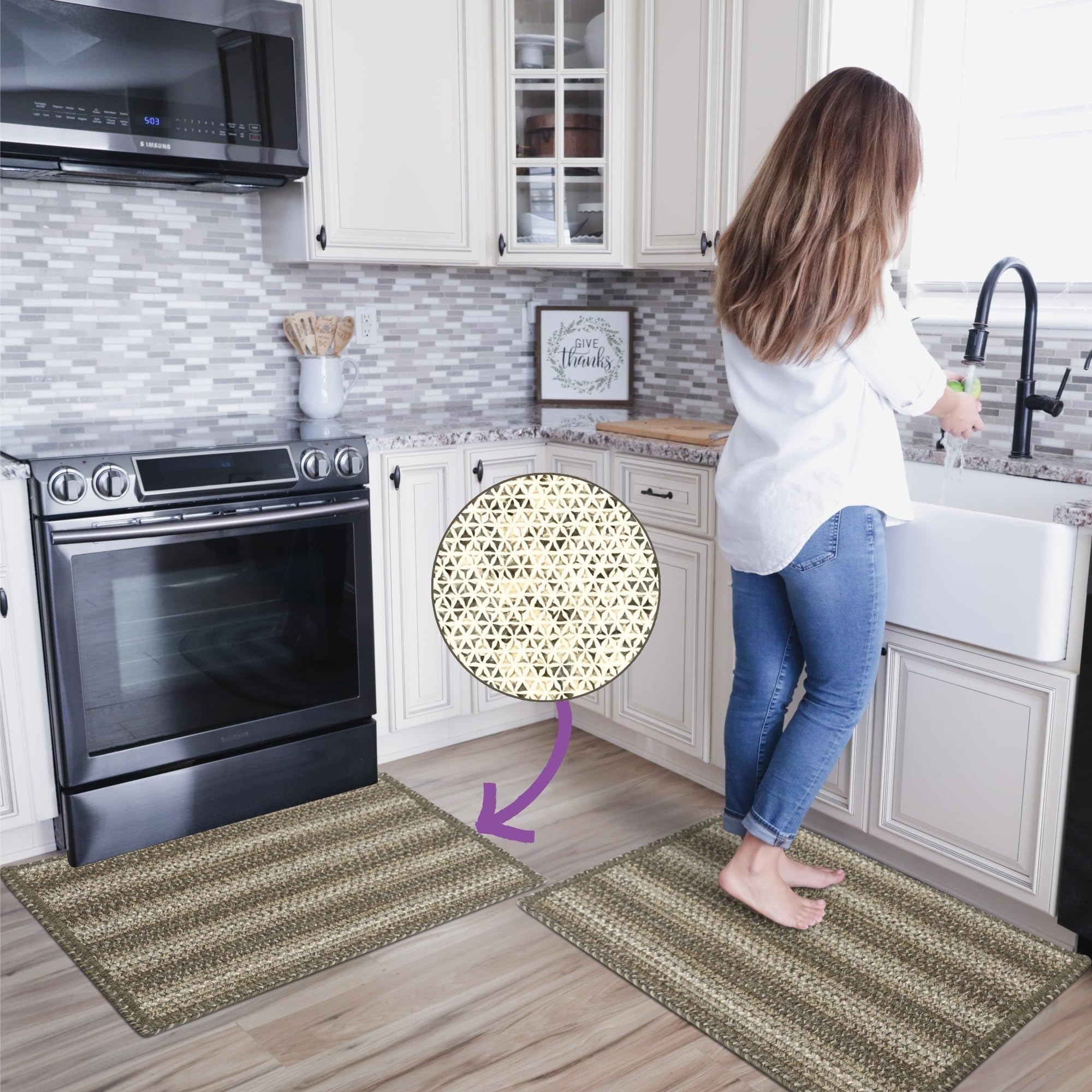 Amazon.com: Homespice Chicory Country Kitchen Rugs Sets and Bathroom ...