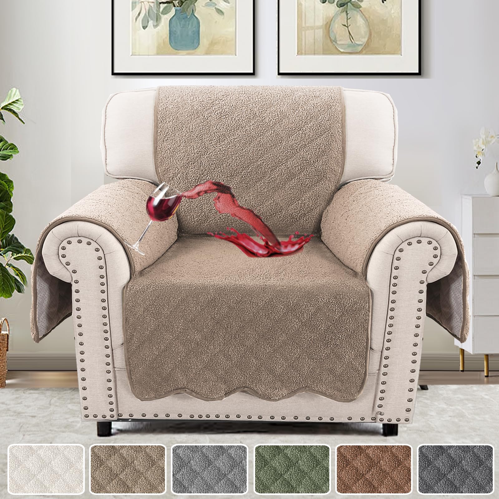 Amazon.com: H.VERSAILTEX Teddy Fleece Chair Covers for Living Room ...