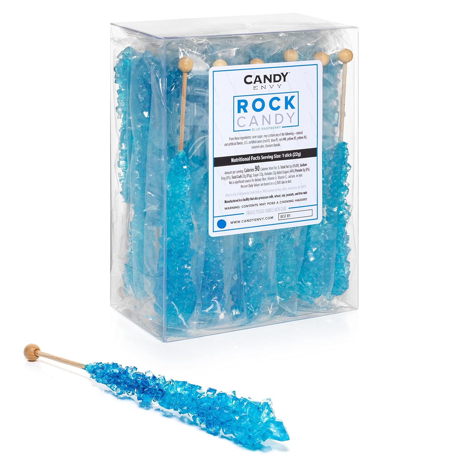 Amazon.com : Candy Envy - Blue Rock Candy Sugar Sticks - Blue Raspberry ...