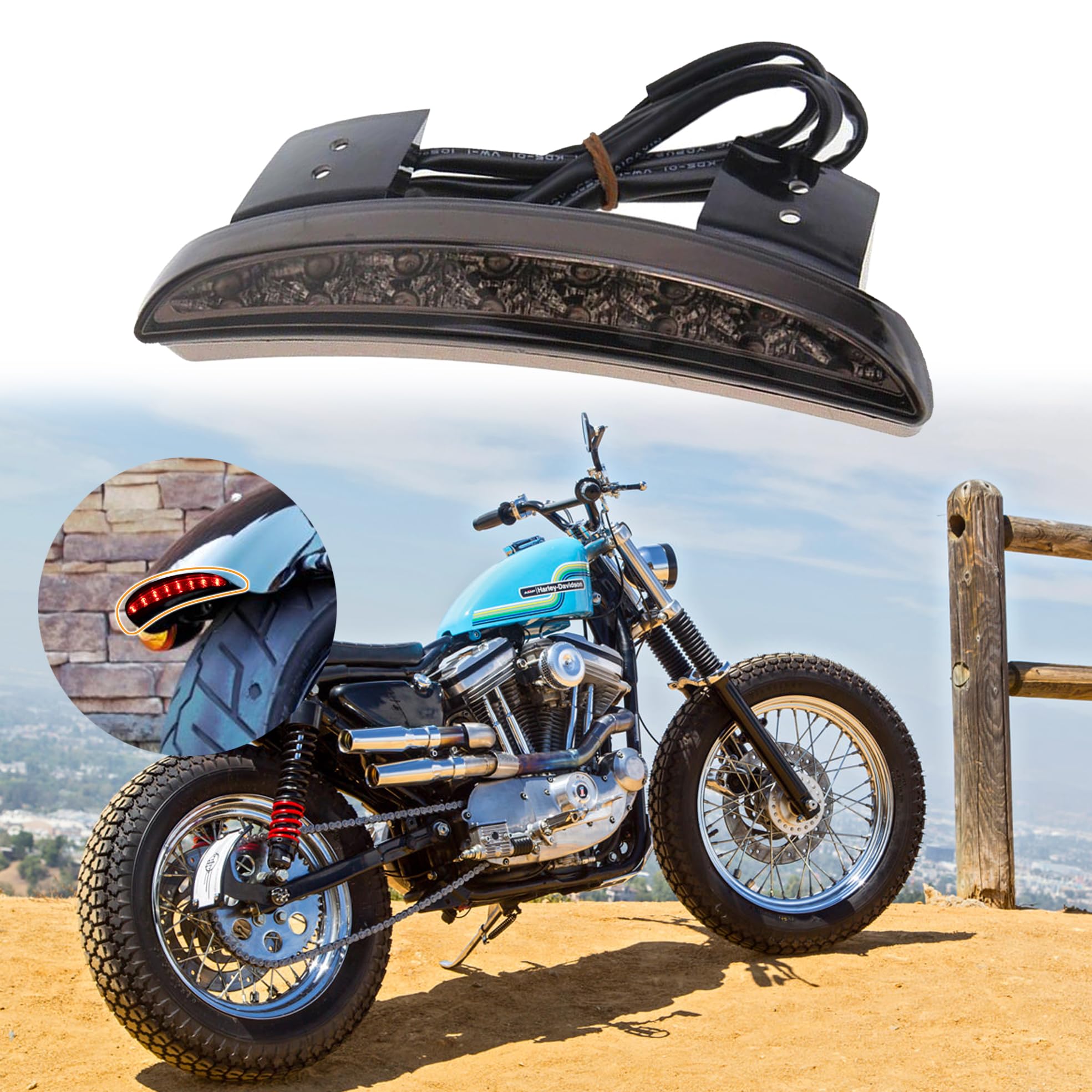 Amazon.com: KAKABAS LED Chopped Rear Fender Edge Brake License Plate ...