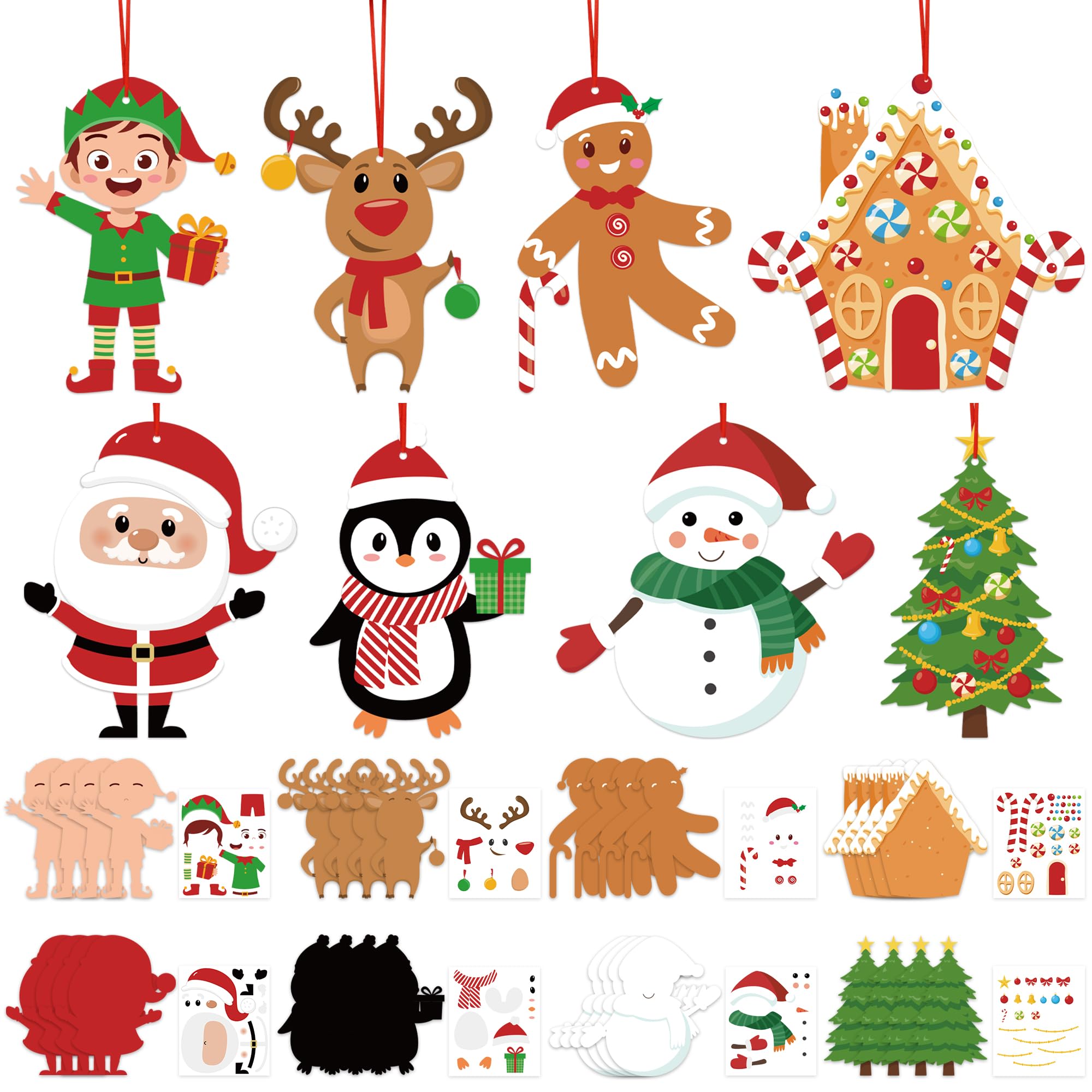 Amazon.com: 64 Pcs Christmas Ornament Crafts Make Your Own Ornament Kit ...