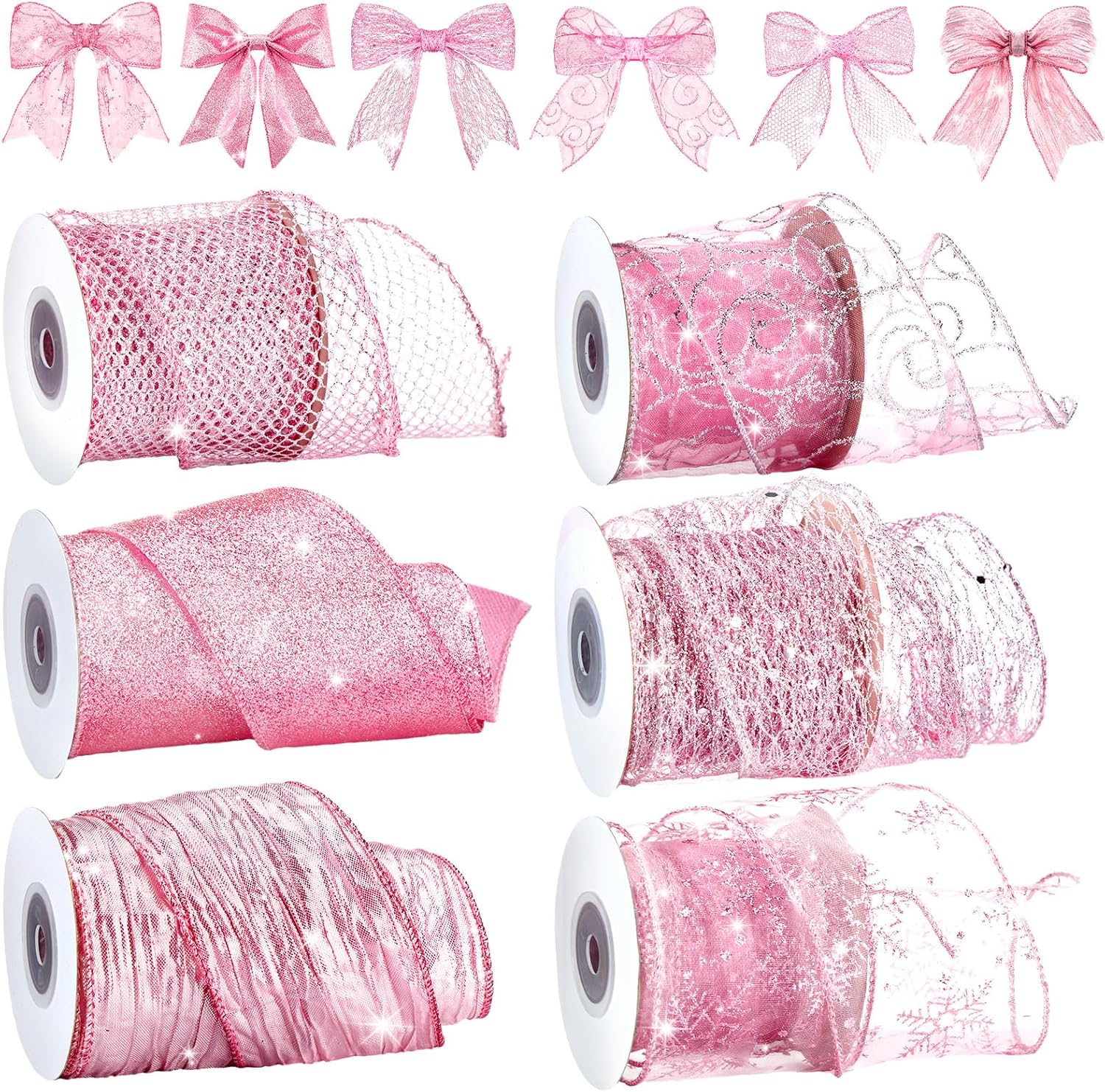 Amazon.com: Yuxung Pink Christmas Ribbon Wired 2.5" 36 Yards Pink and ...