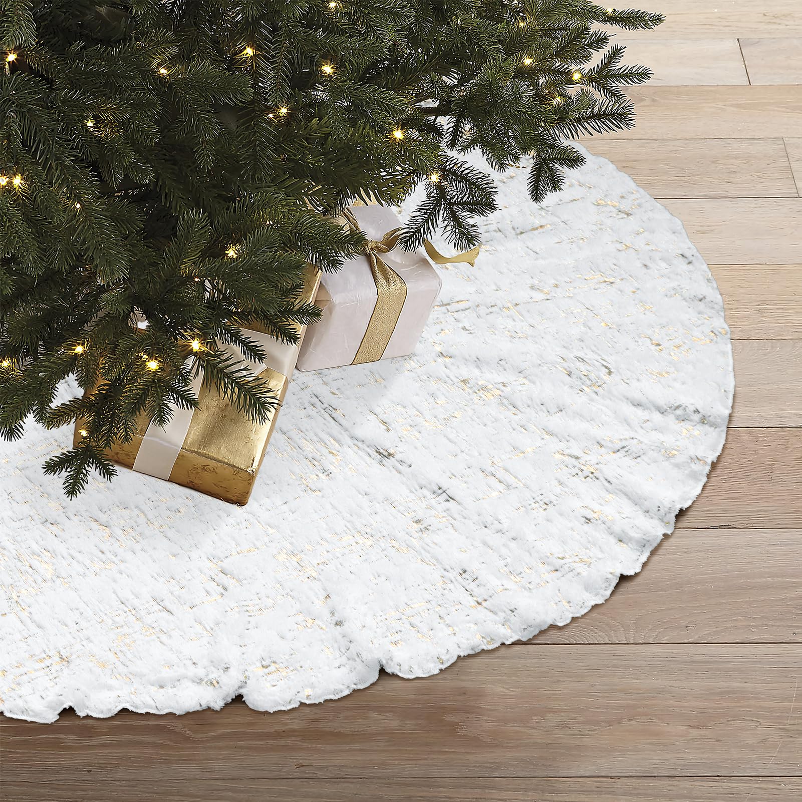Amazon.com: ONENINEDREAM 39 Inch Christmas Tree Skirt Large White Plush ...