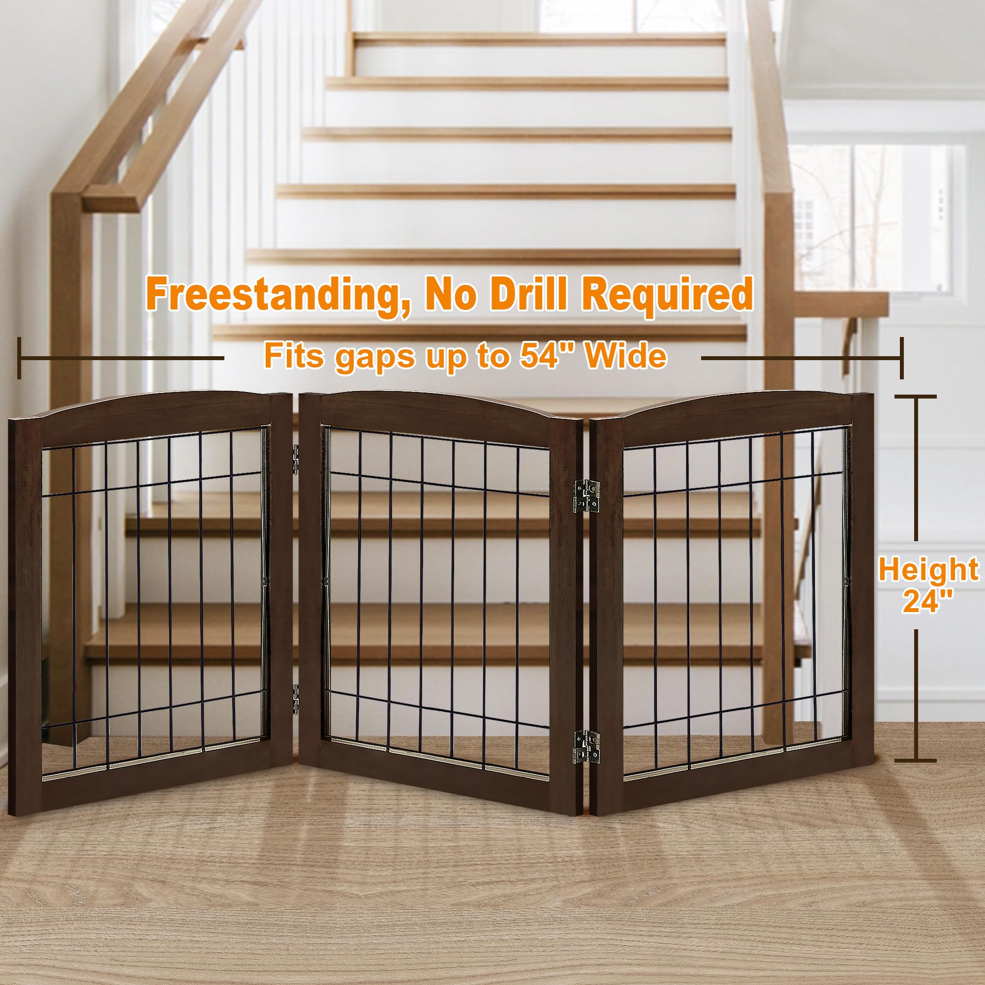 Snapklik.com : LZRS 3-Panel Freestanding Foldable Wooden Dog Gate Solid ...