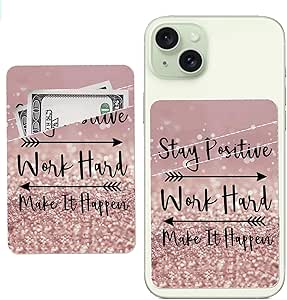 Amazon.com: AWHSCP Cute Leather Phone Wallet Stick On, Dual Pocket ...