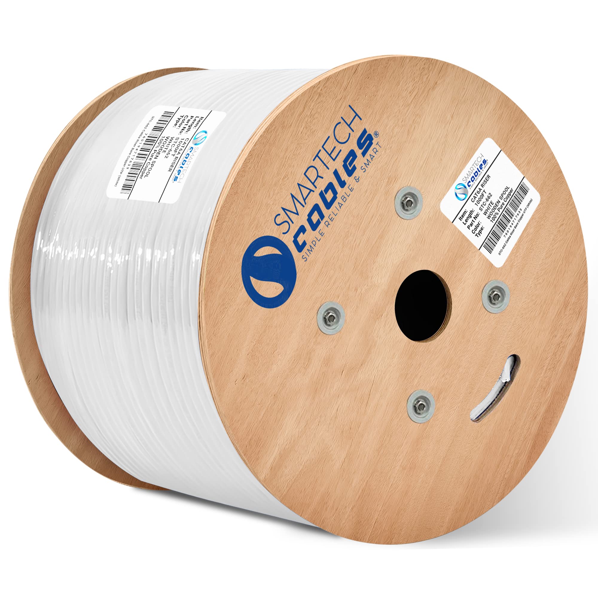 Smartech Cables Cat6A Riser Cable 1000ft- Most Certified 100% Solid ...