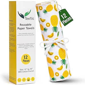 Amazon.com: Texflic Reusable Paper Towels 12 Pack Roll 12 * 10 Inches – Soft, High-Absorbent 100 ...