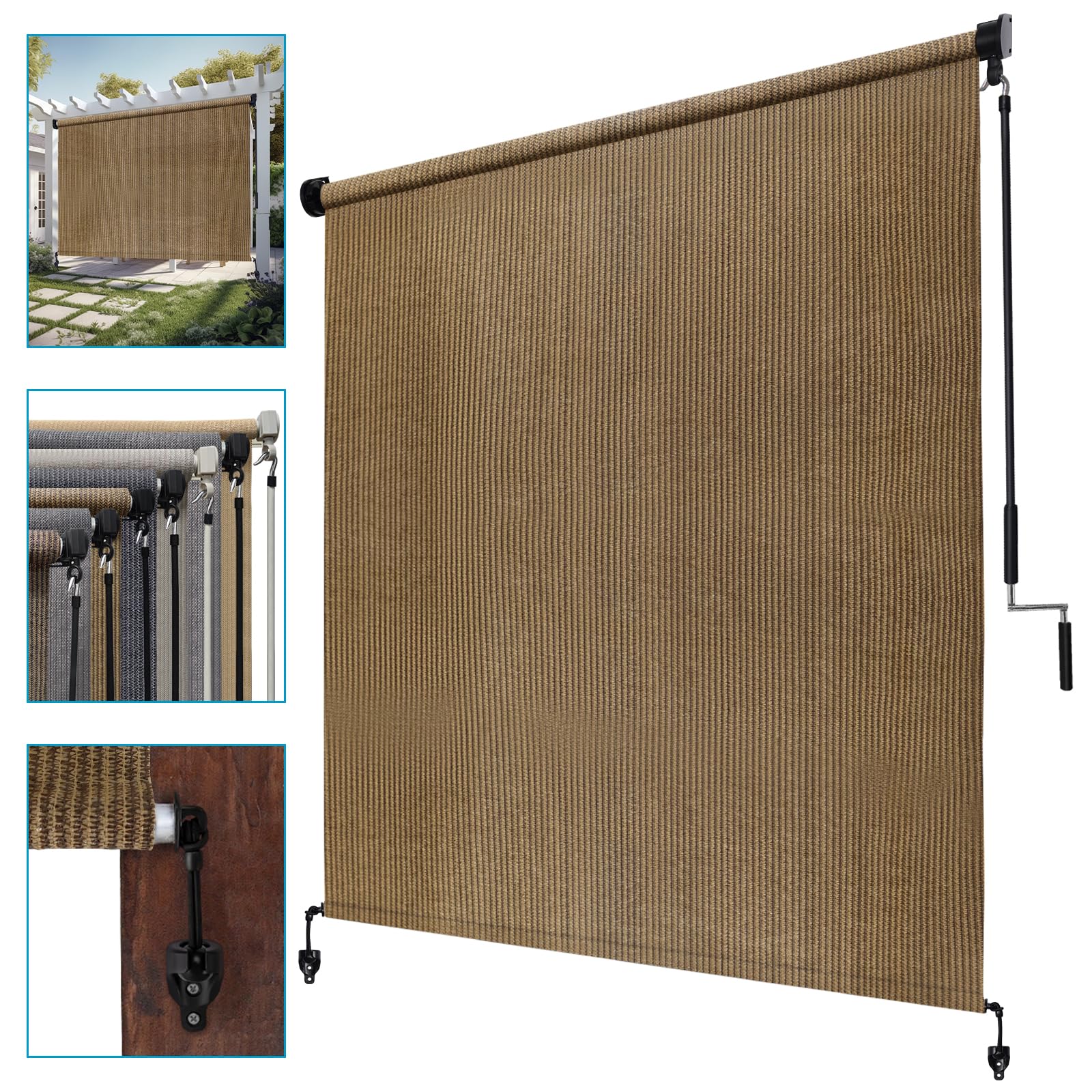 Snapklik.com : KANAGAWA Outdoor Roller Shade 6X6 Walnut Exterior ...