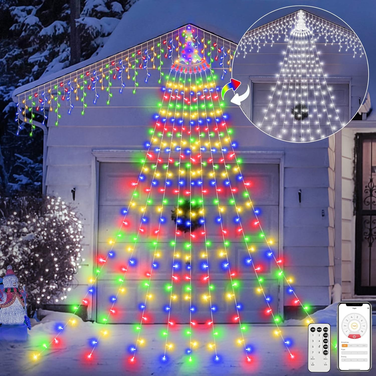 Outdoor Christmas Lights Mains Powered, 344 Led Christmas Tree Lights ...