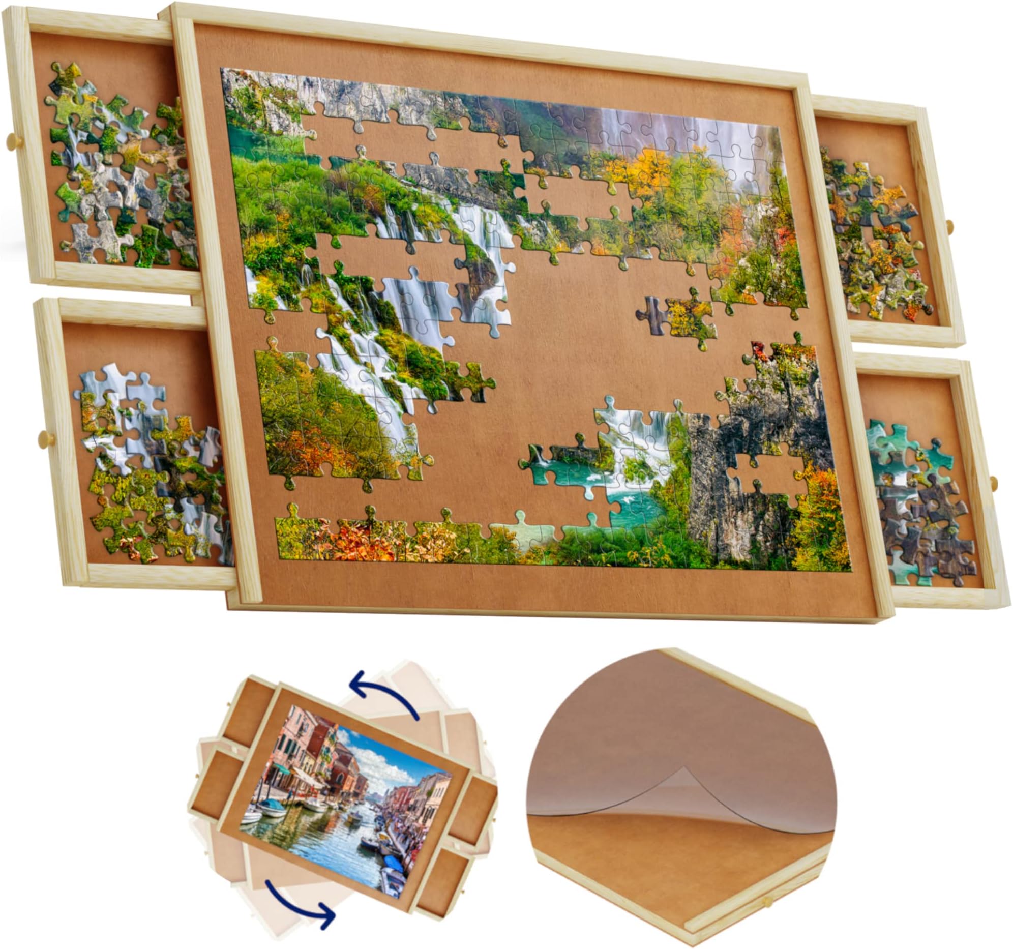 ANNLOV Planche de puzzle rotative de 1500 pièces, 68,6 x 89,9 cm, 6 ...