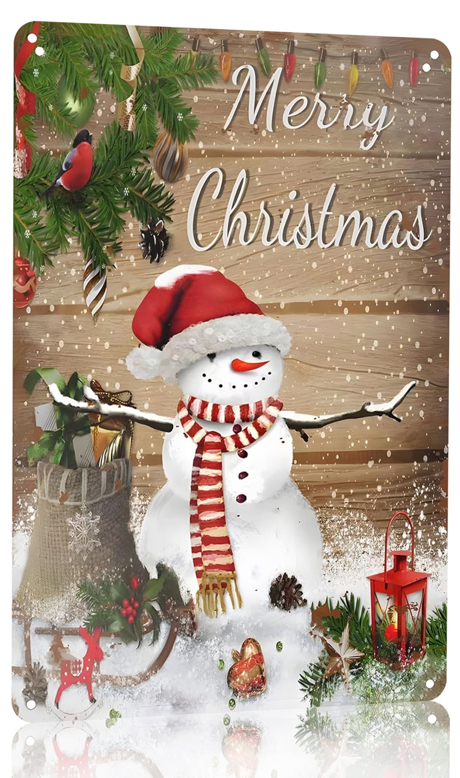 Amazon.com: Artlunar Vintage Christmas Decor Gift Rustic Snowman Merry ...