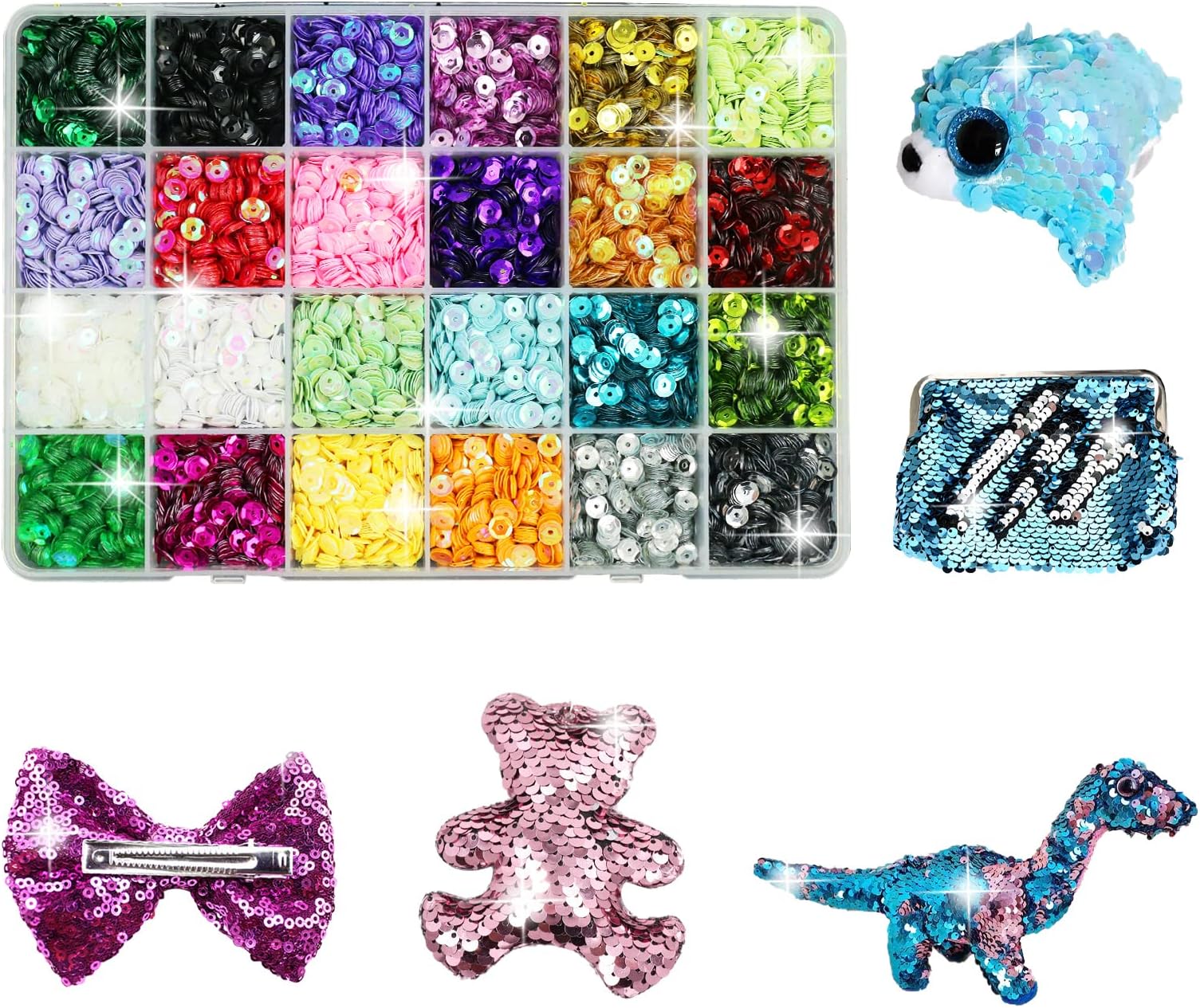 24 Farben 21600Pcs Pailletten zum Basteln, 5mm Glitzer Pailletten zum ...