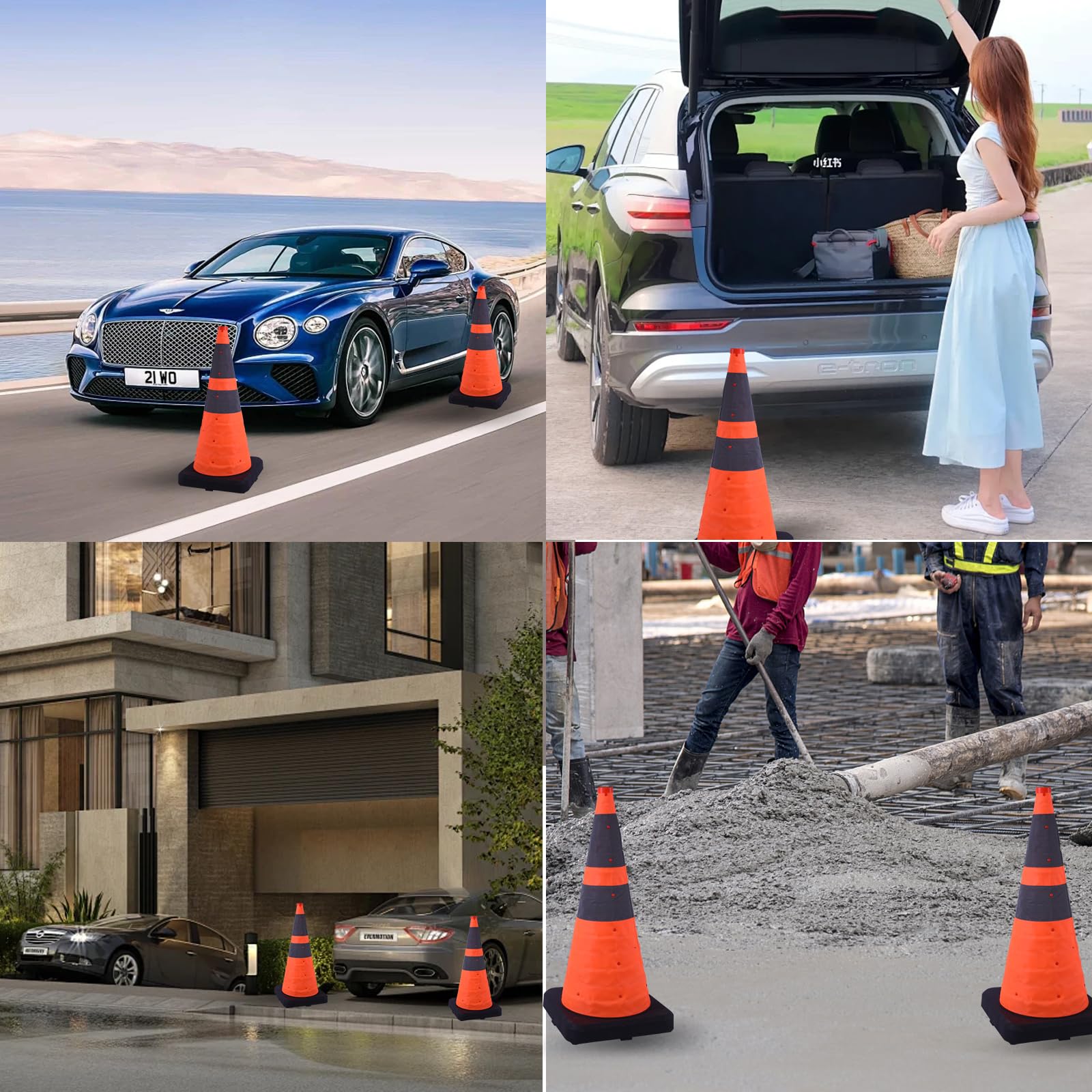 Snapklik.com : 28 Inch Collapsible Traffic Cones, Reflective Safety ...