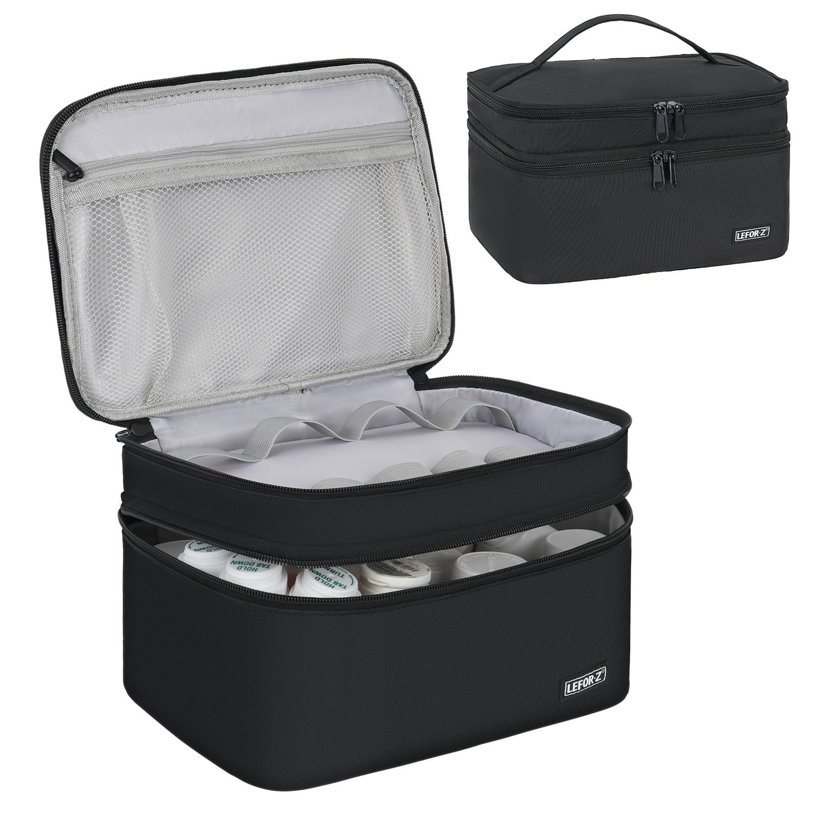 Medicine Storage Bag,Double Layers Pill Bottle Organizer Bag Empty with ...
