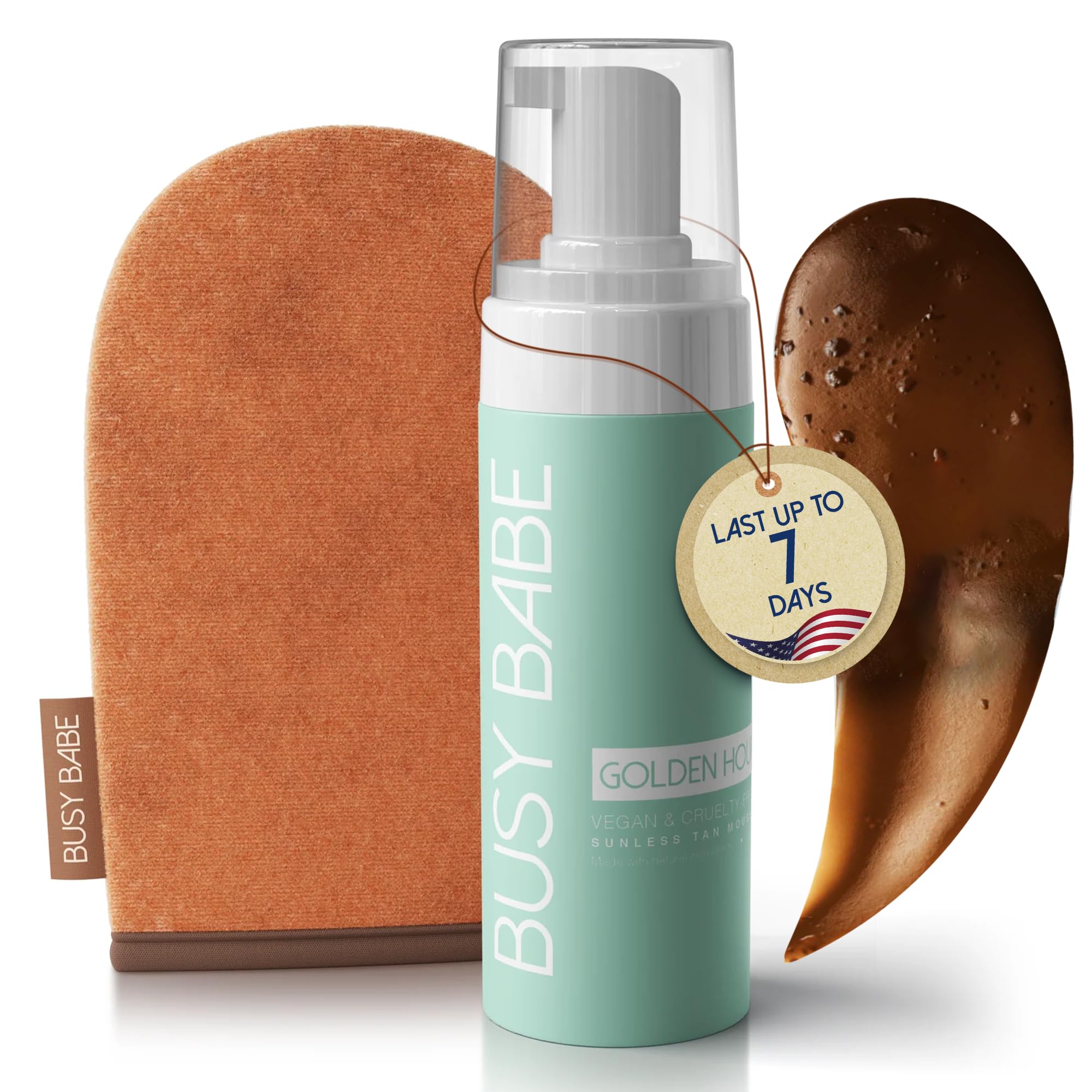Amazon.com: Busy Babe Golder Hour Tanning Mousse Self Tanner With Mitt ...