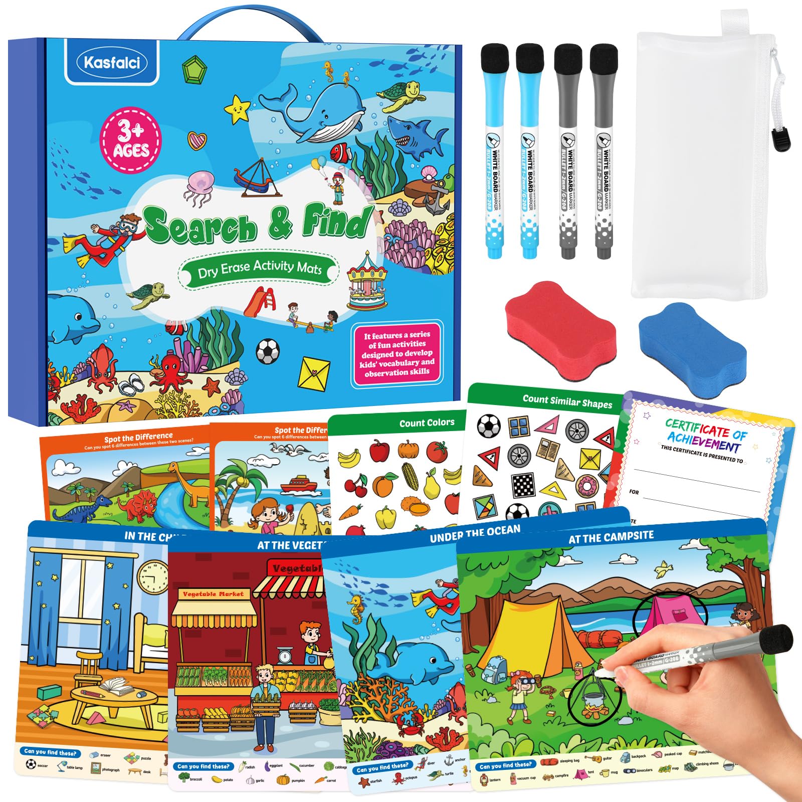 Snapklik.com : Search And Find Cards Educational Toys,Reusable Dry ...