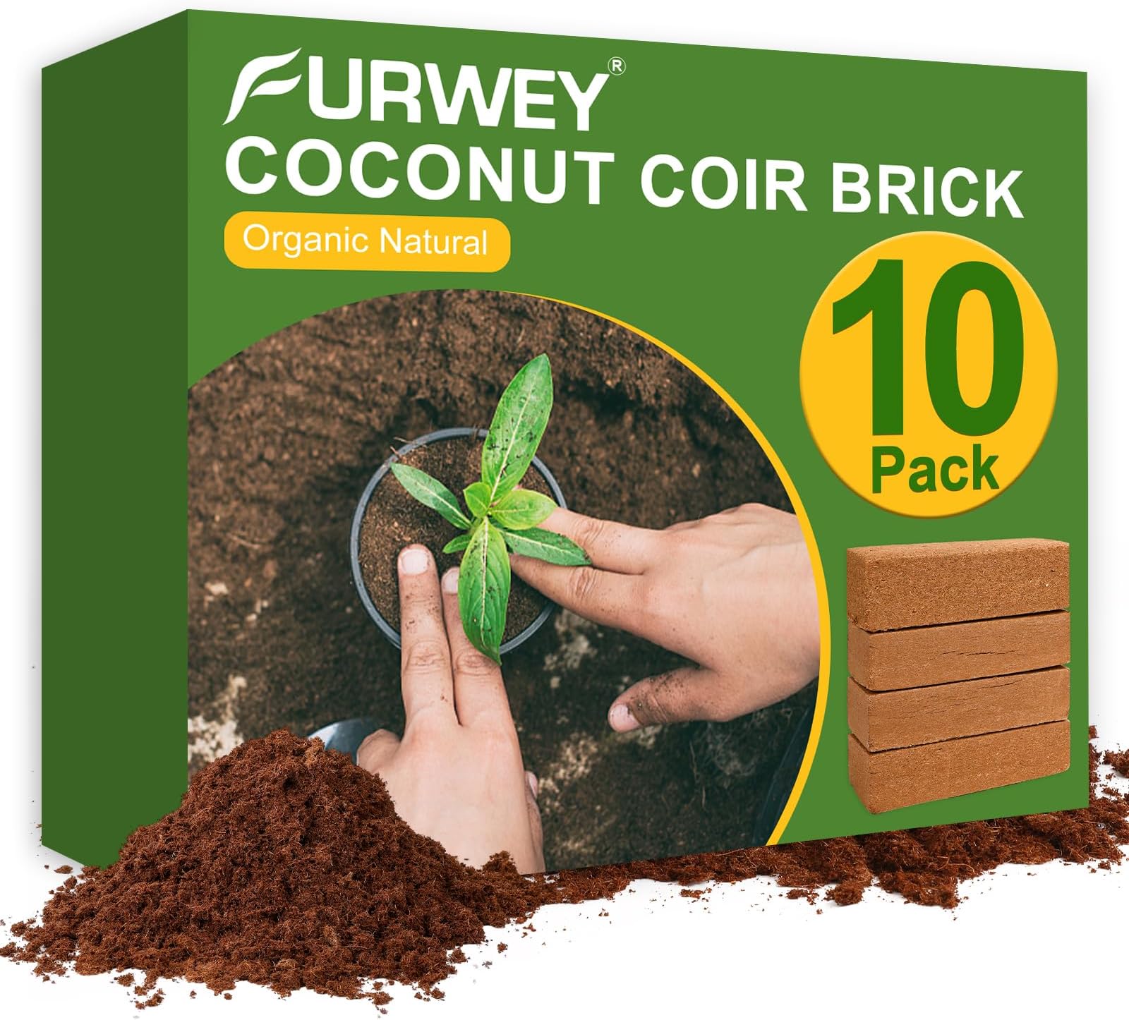 Amazon.com : 10 Pack Compressed Coco Coir Bricks for Plants 100% ...