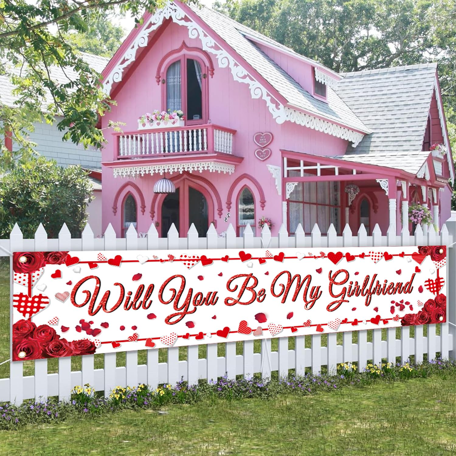Amazon.com: Will You Be My Girlfriend Banner Decorations Backdrop ...