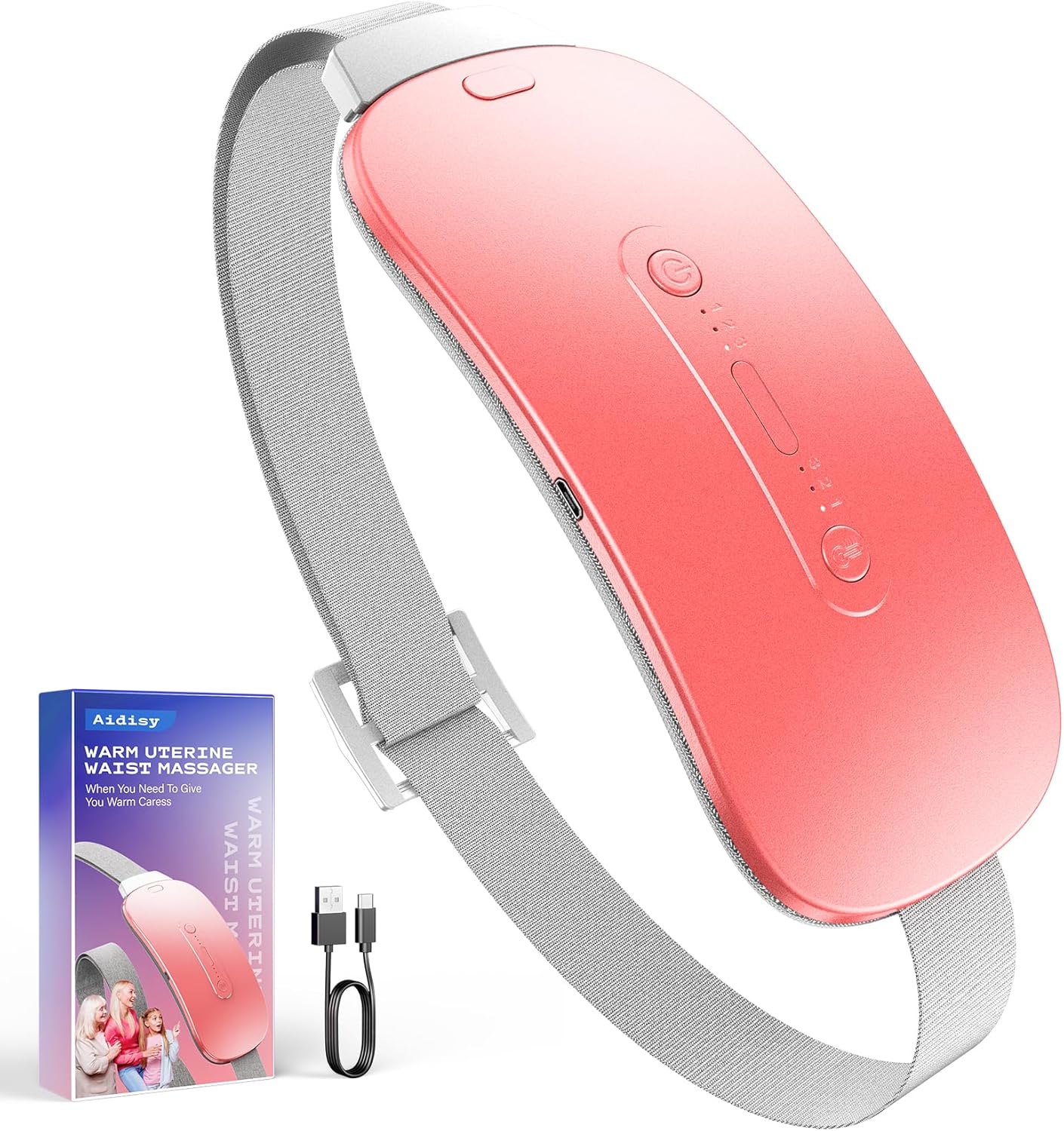 Period Pain Relief Heating Pad, Rechargeable Menstrual Heat Pads with 3 ...