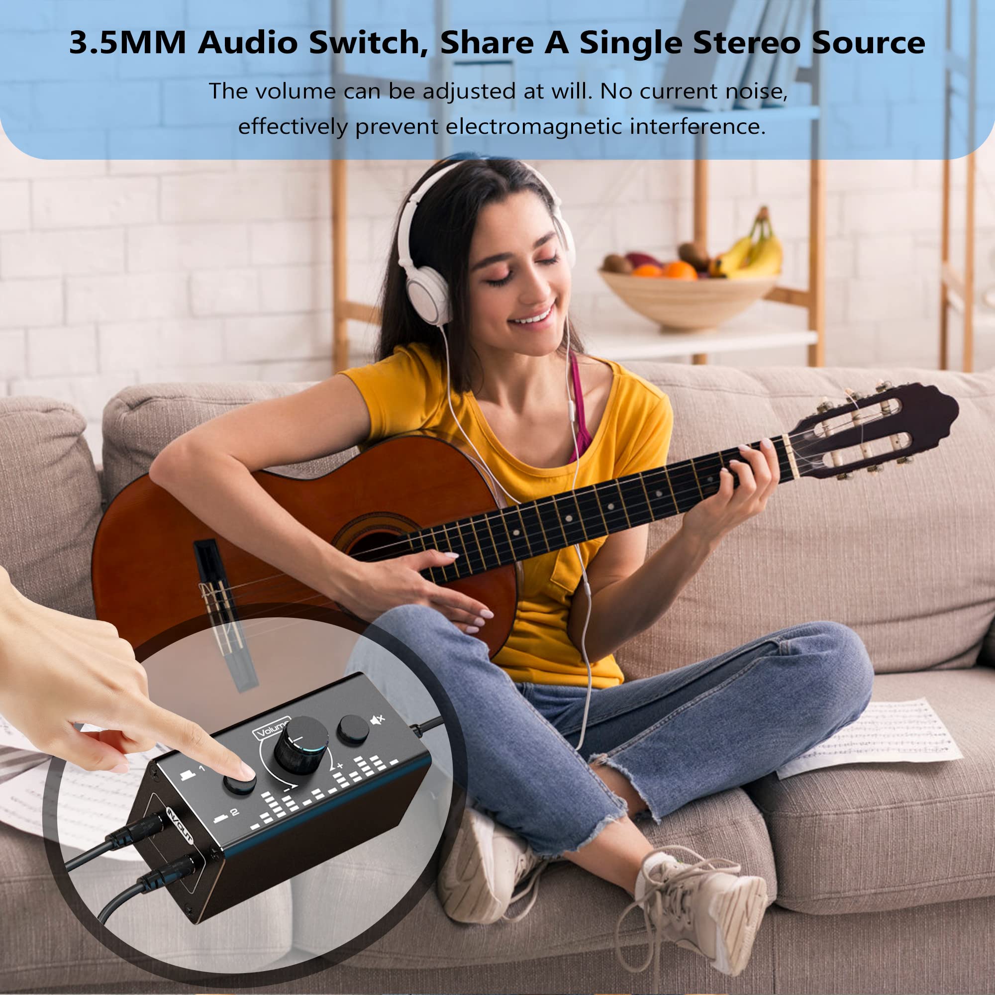 3.5mm Switch Avedio Links 2-Port Audio Switcher - Bi-Directional 3.5mm ...