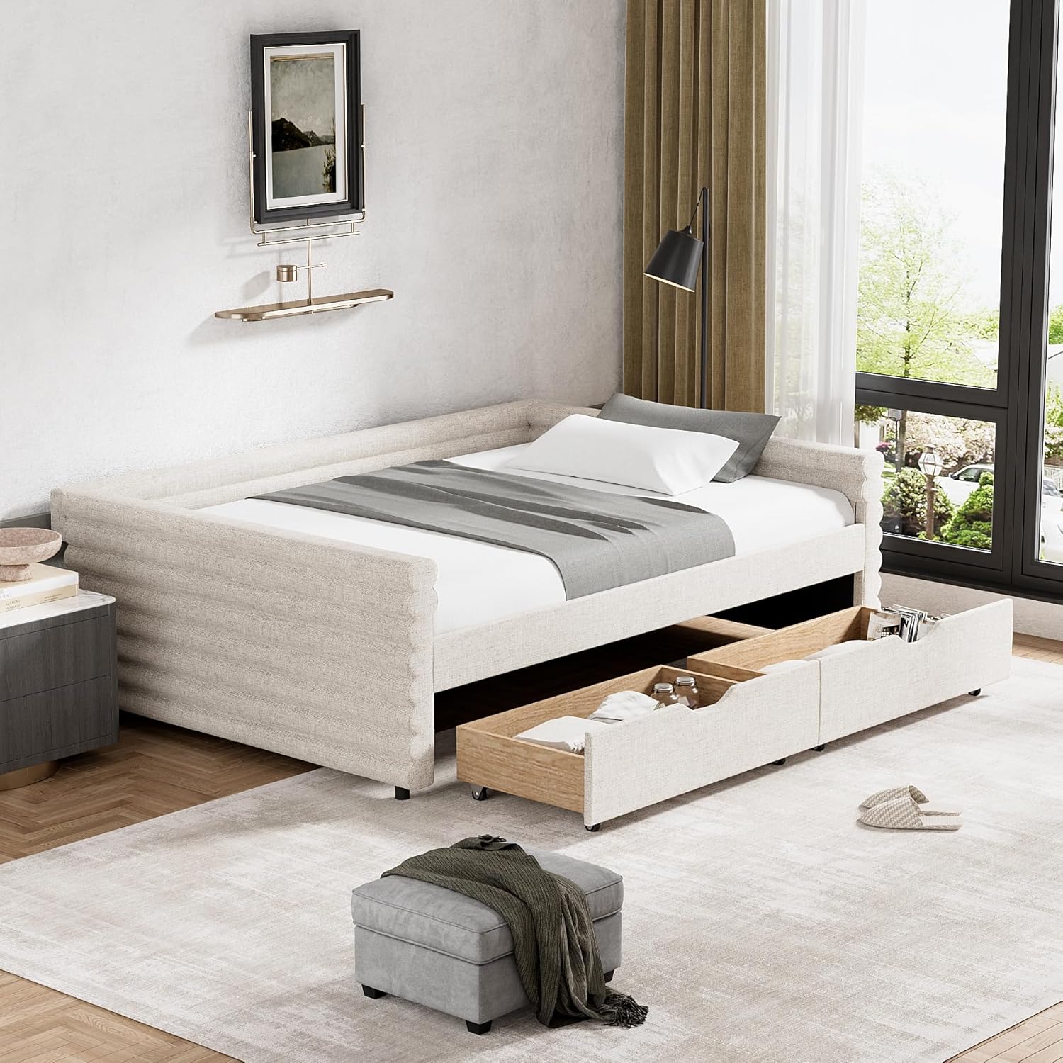 Amazon.com: ONEMMLION Full Size Daybed with 2 Storage Drawers ...