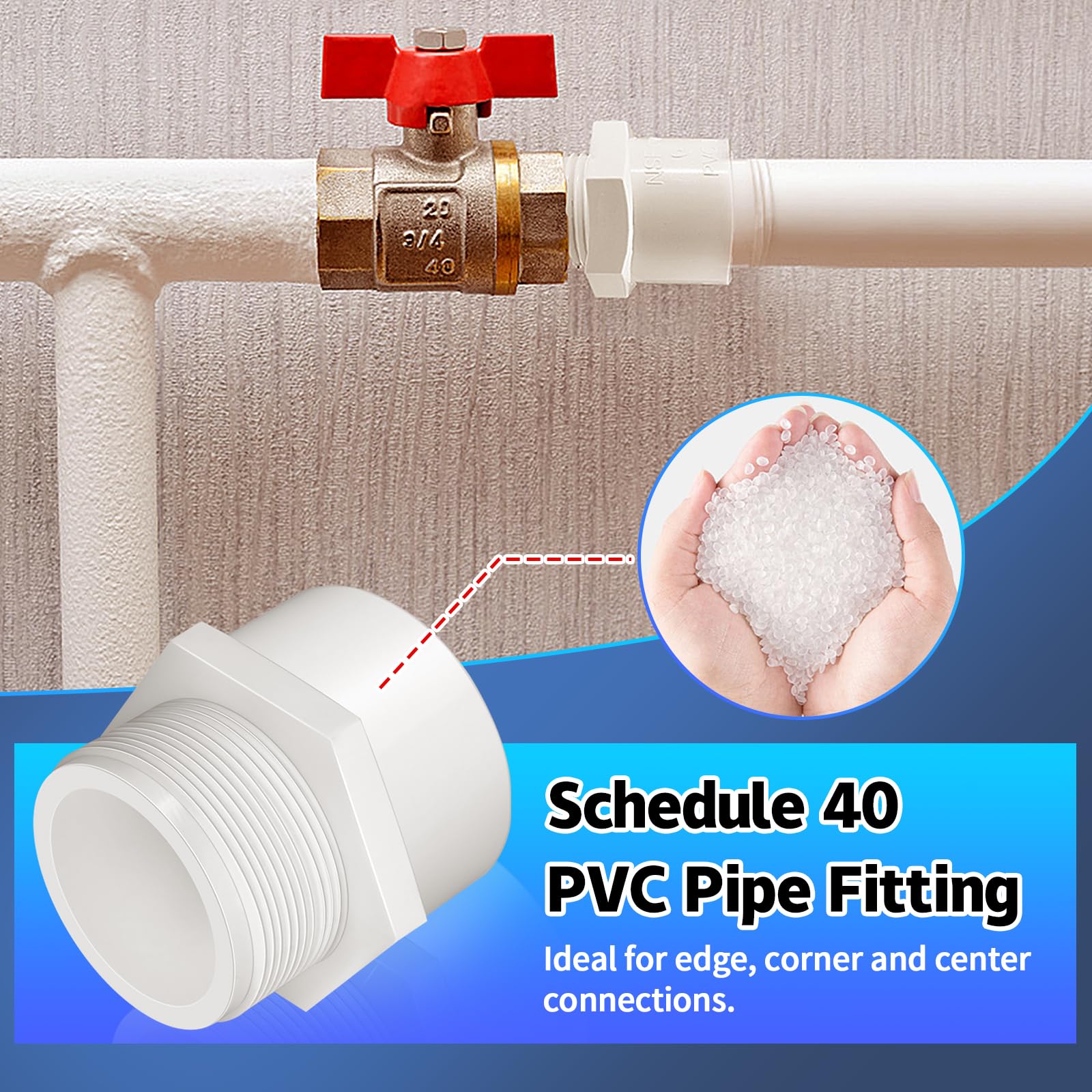 Snapklik.com : 5Pcs White PVC Pipe Fittings, 1-1/2inch NPT Male Thread ...