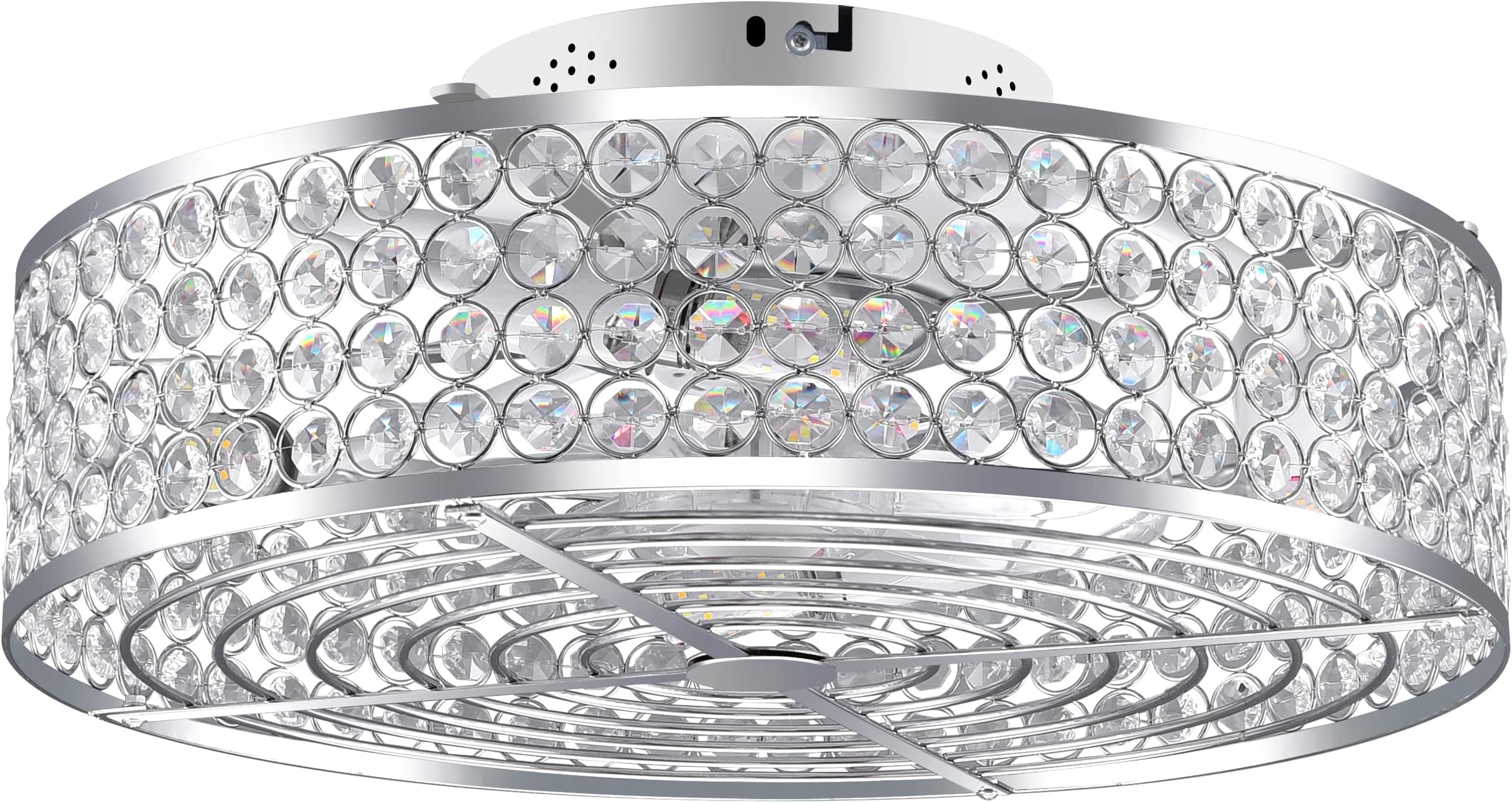 MSKVEY Crystal Caged Ceiling Fans with Light, 20" Bladeless, Remote ...