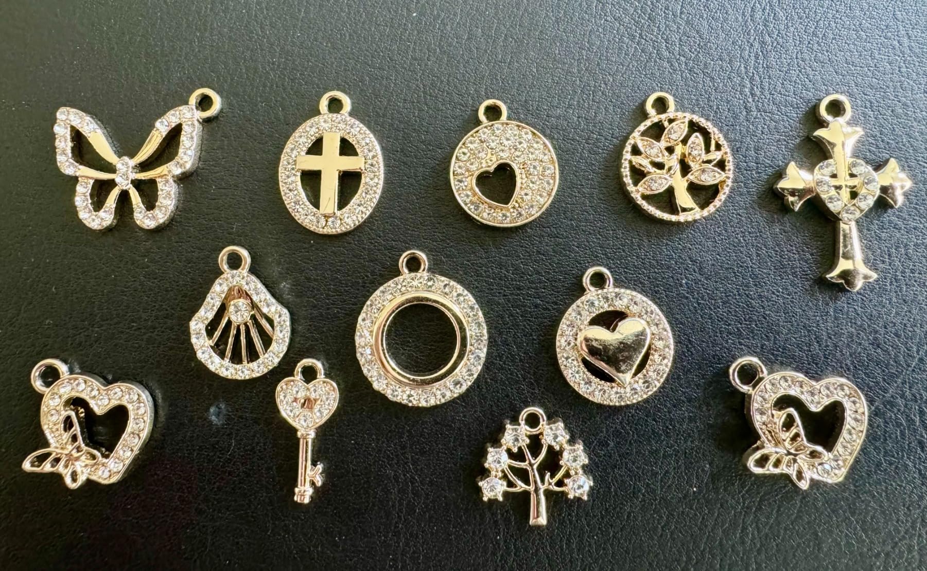 Amazon.com: Bestewelry 44Pcs Golden Rhinestone Charms Pendants Crystal ...