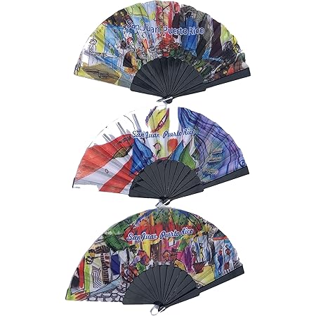 Amazon.com: SUNINCANS Women Folding Hand Fan Puerto Rico Art Design 3 ...