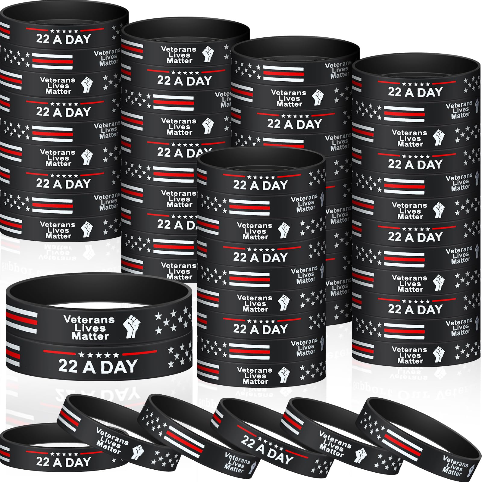 Amazon.com: Vercraft 200 Pcs Veteran Suicide Bracelet 22 A Day Memorial ...