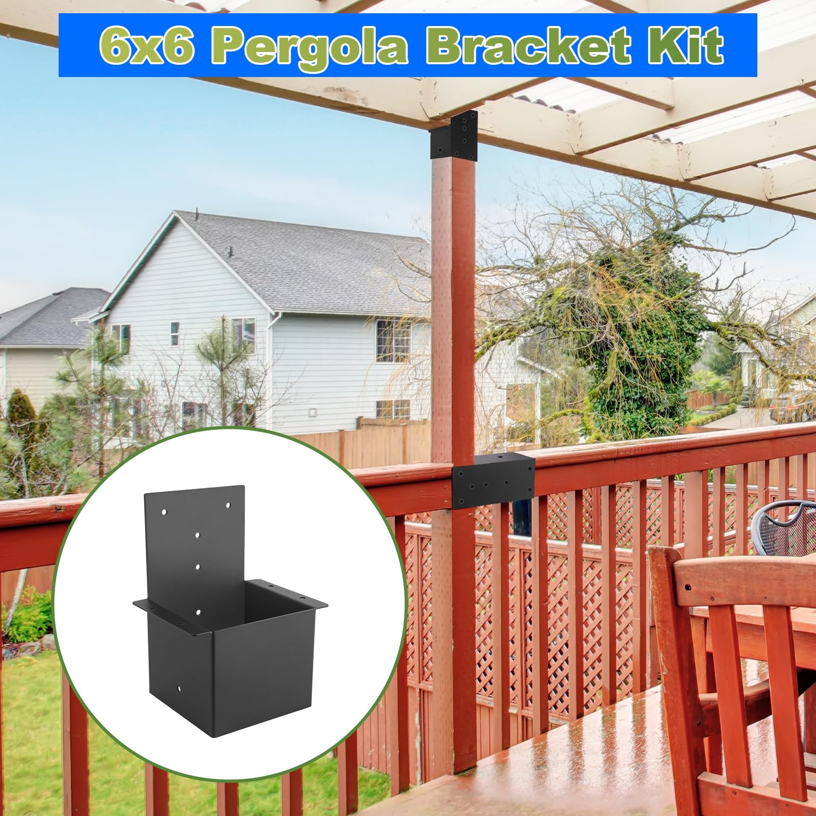 Snapklik.com : 4 Pcs Pergola Brackets 6x6 (Actual 5.6 "x 5.6") Rafter ...