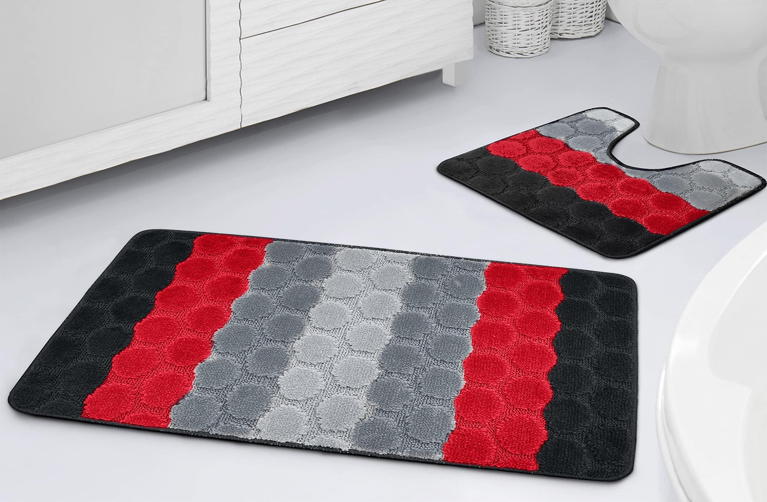 La Maison Bathroom Rug Set 2 Piece Hex Stripe Ombre Non Slip Bath Mat ...