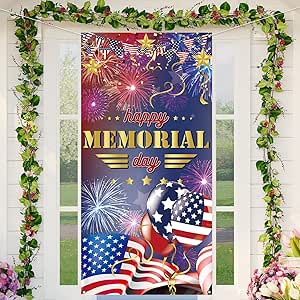 Amazon.com: Rvsticty Memorial Day Decorations Memorial Day Door Cover ...