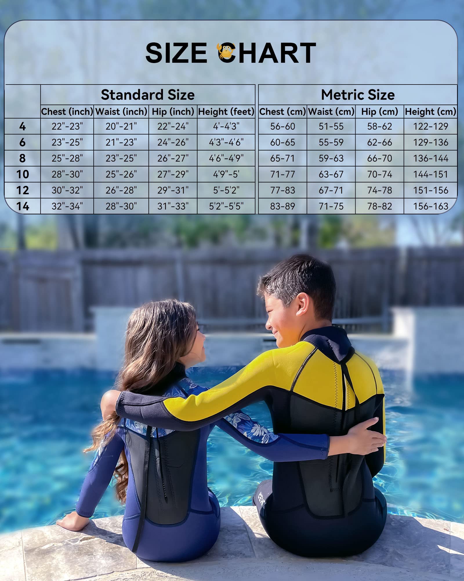 Snapklik.com : Kids Wetsuit For Boys Girls Toddlers, 3mm Wetsuit Back ...