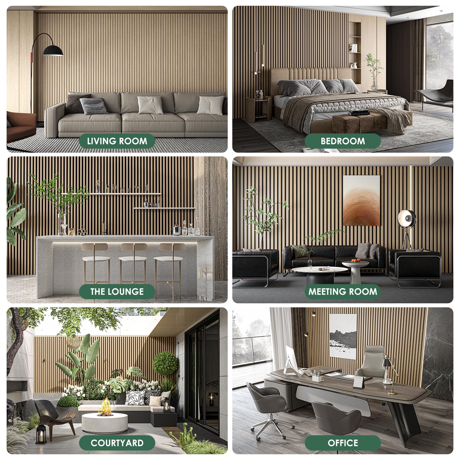 Snapklik.com : VallisCo 8-Piece Wood Slat Acoustic Panels For Stylish ...